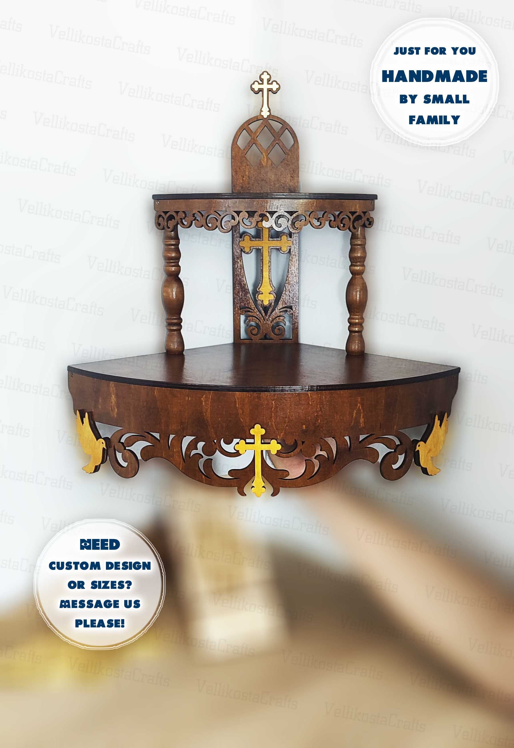 Wooden Corner Altar Corner Shelf Display Altar Christian Catholic ...