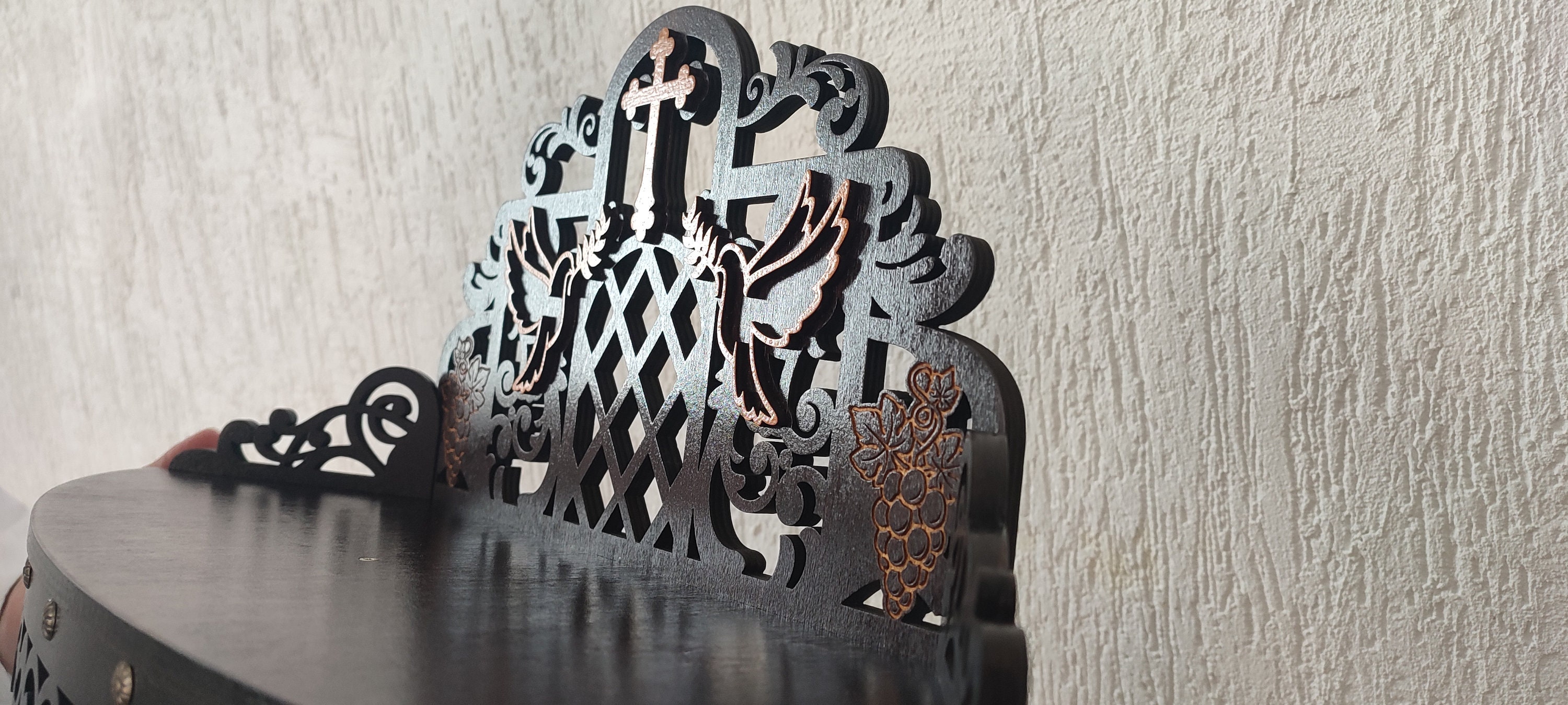 Wooden Walnut Display Wall Shelf Display Icons Christian Altar Wood ...