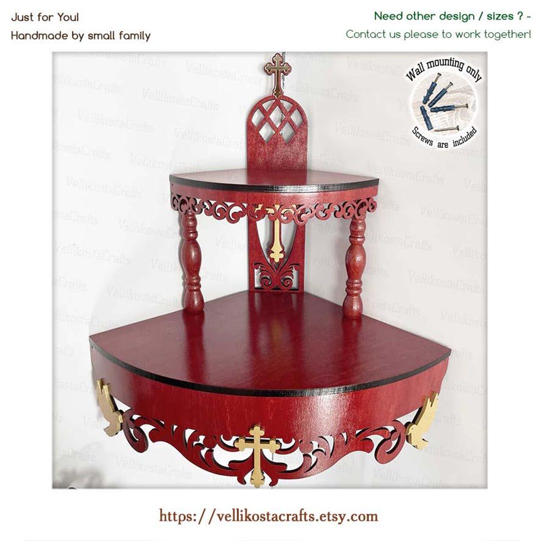 Wooden Corner Shelf, Corner Altar Display Christian Catholic Orthodox ...