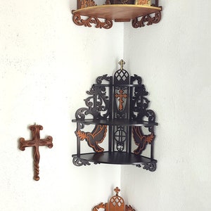Wood Corner Shelf Altar Wooden Display Christian Catholic Orthodox Home ...