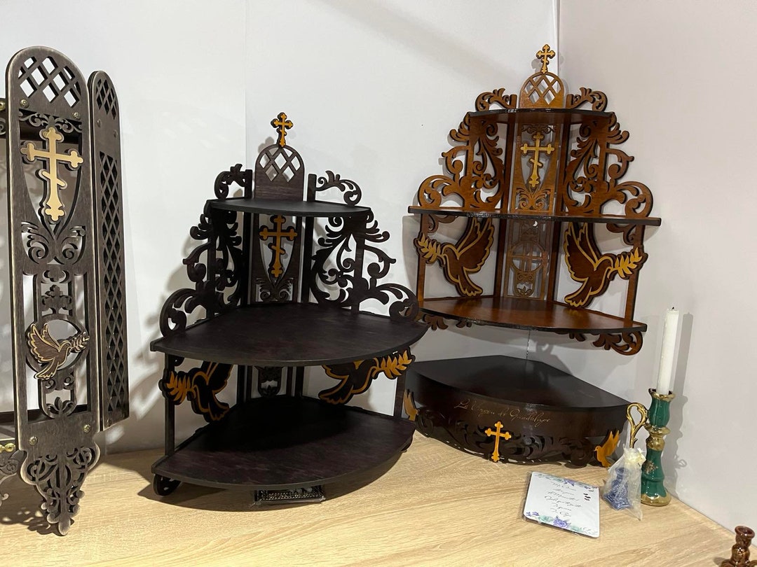 Corner Shelf Altar Iconostasis Shelves Wooden Display Christian ...