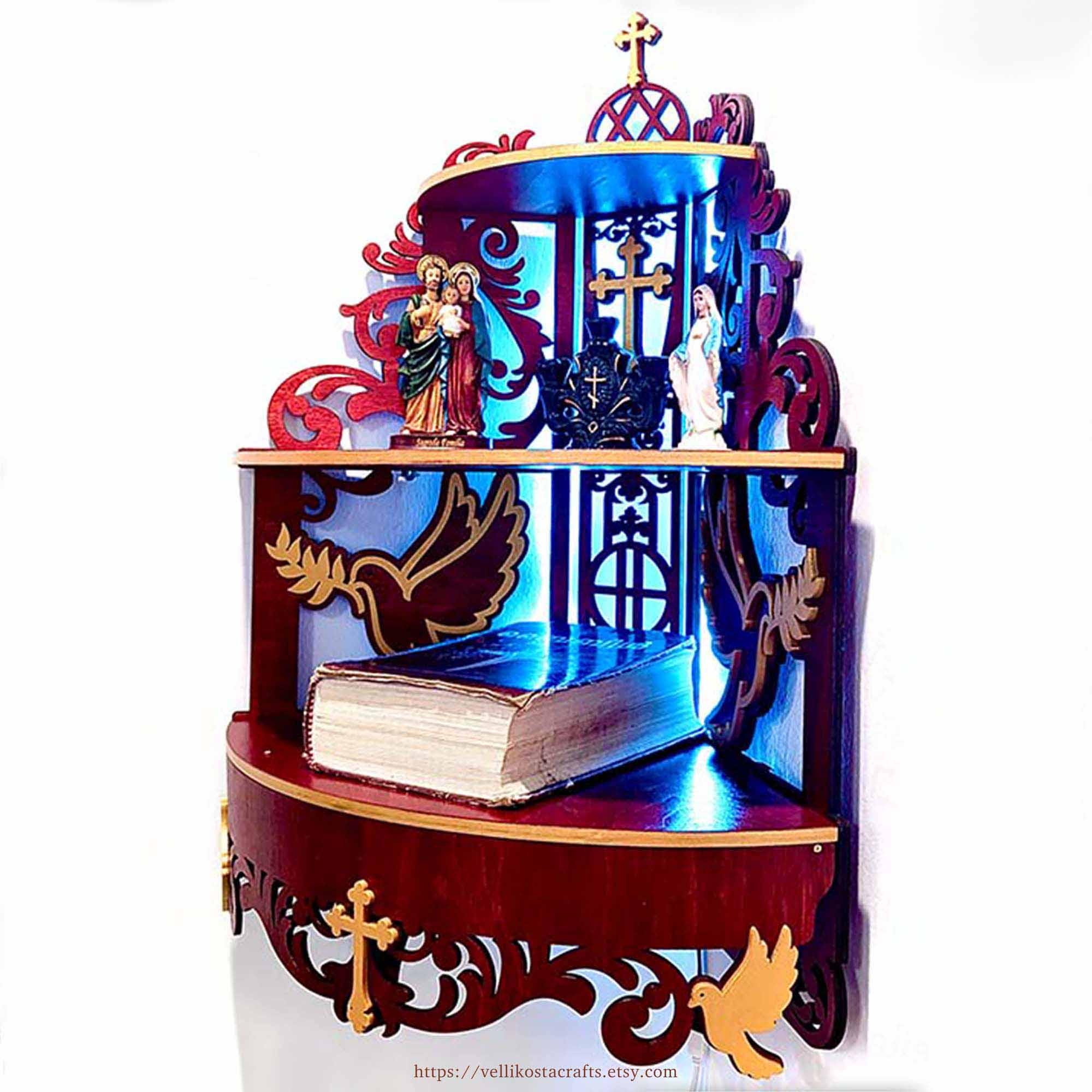 Wooden Corner Altar Shelf: Catholic Orthodox Home Prayer Iconostasis - Etsy
