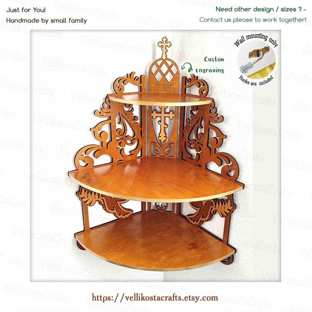 Corner Shelf Altar Wooden Display Christian Iconostasis Shelf Catholic ...