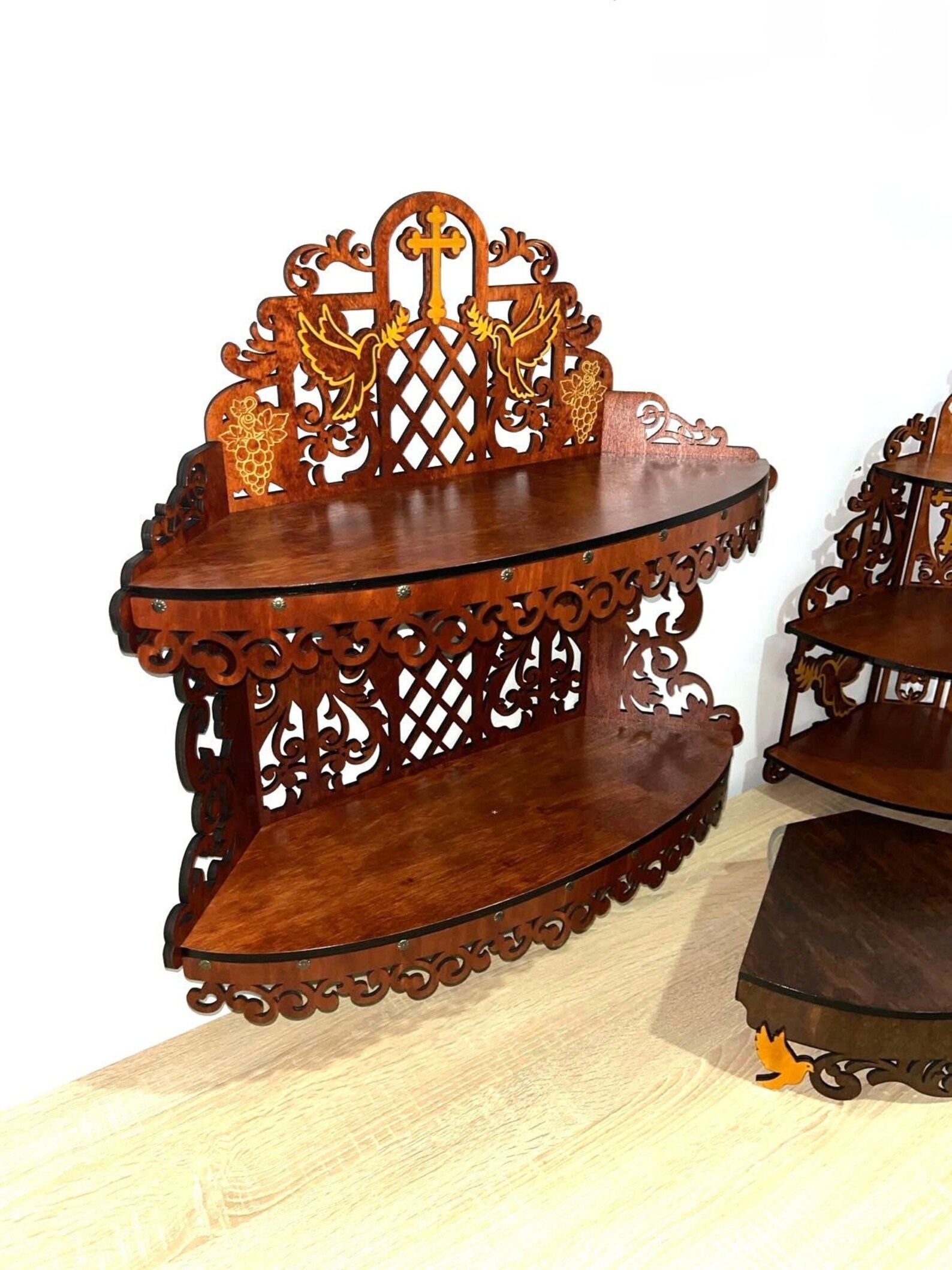 Wooden Display Wall Display Icons Shelf Christian Altar Wood Catholic ...