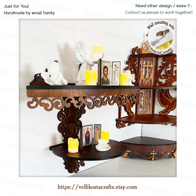 Wall Shelf Altar Display Icons Wooden Walnut Display Christian Altar ...
