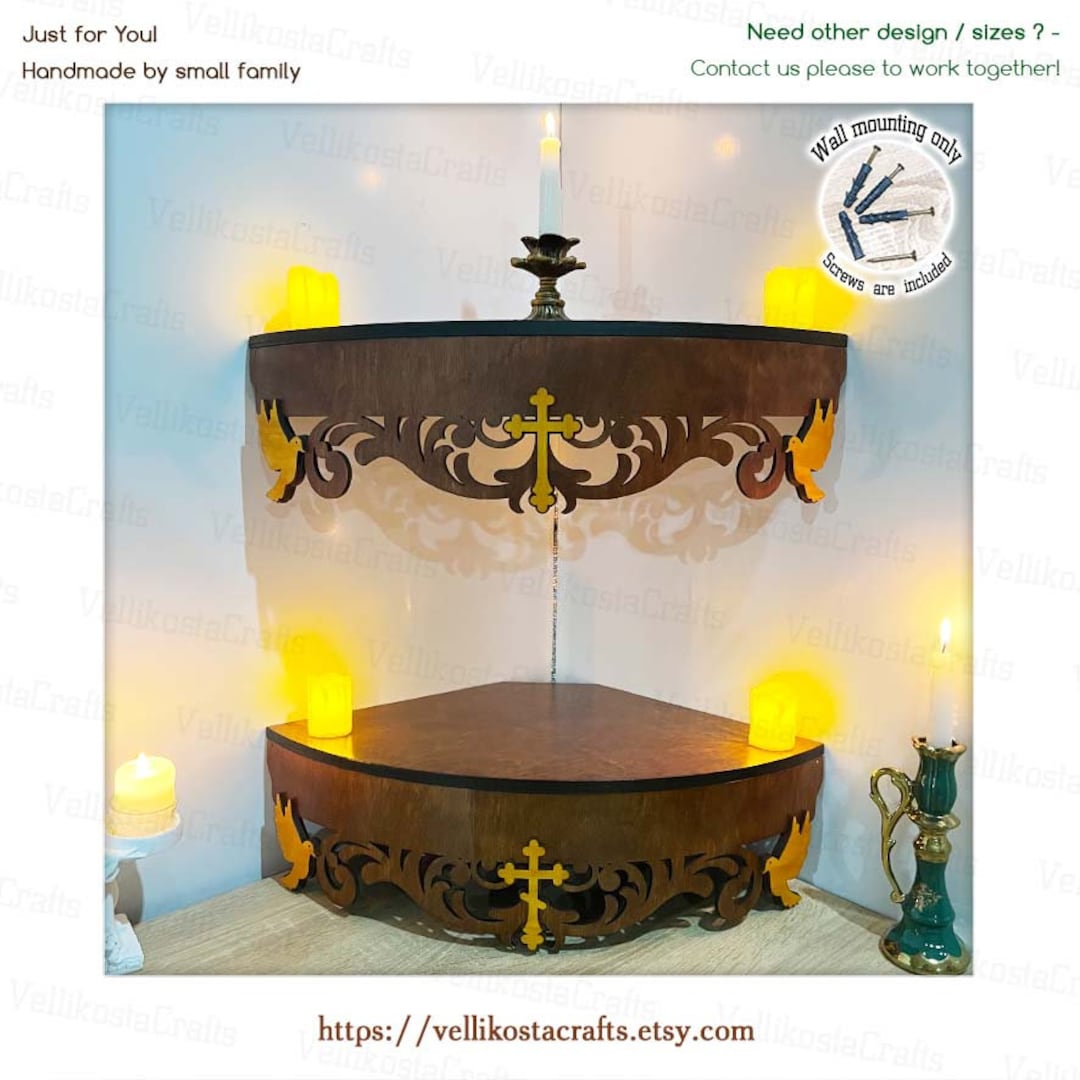 Icon Altar Corner Shelf Christian Catholic Orthodox Home Prayer Wooden ...