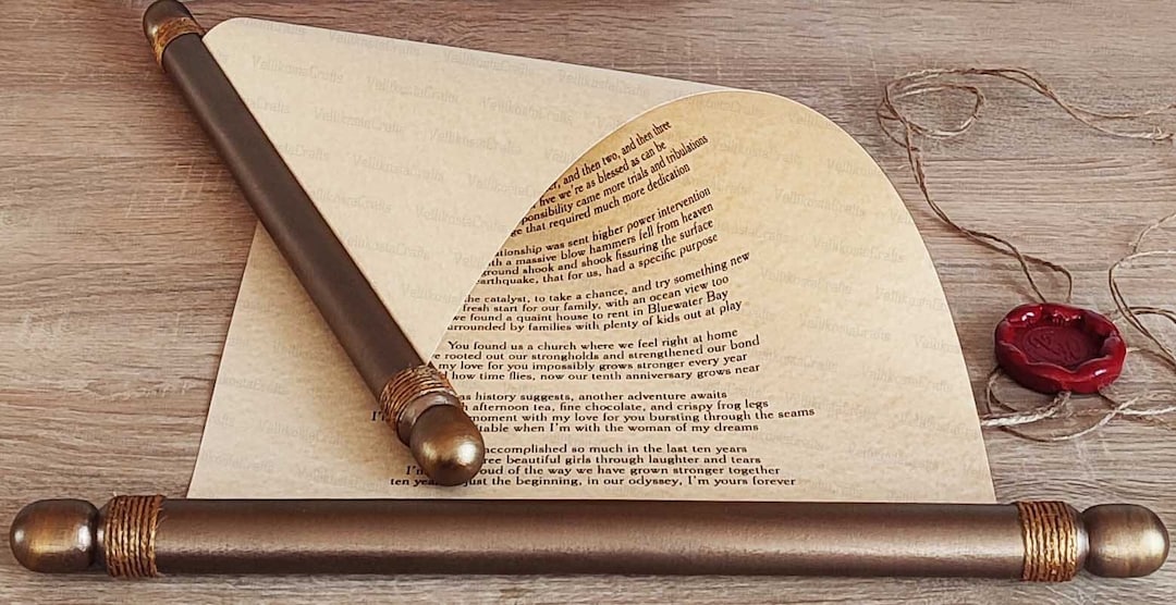 Custom Paper Scroll Rolled Wooden Rods Wedding Vows Him Her Verse ...