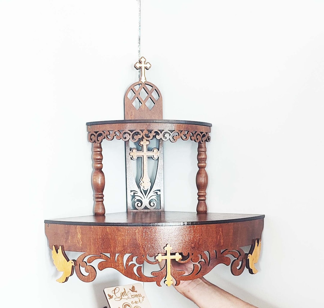 Corner Shelf Display Altar Christian Catholic Orthodox Home Prayer ...