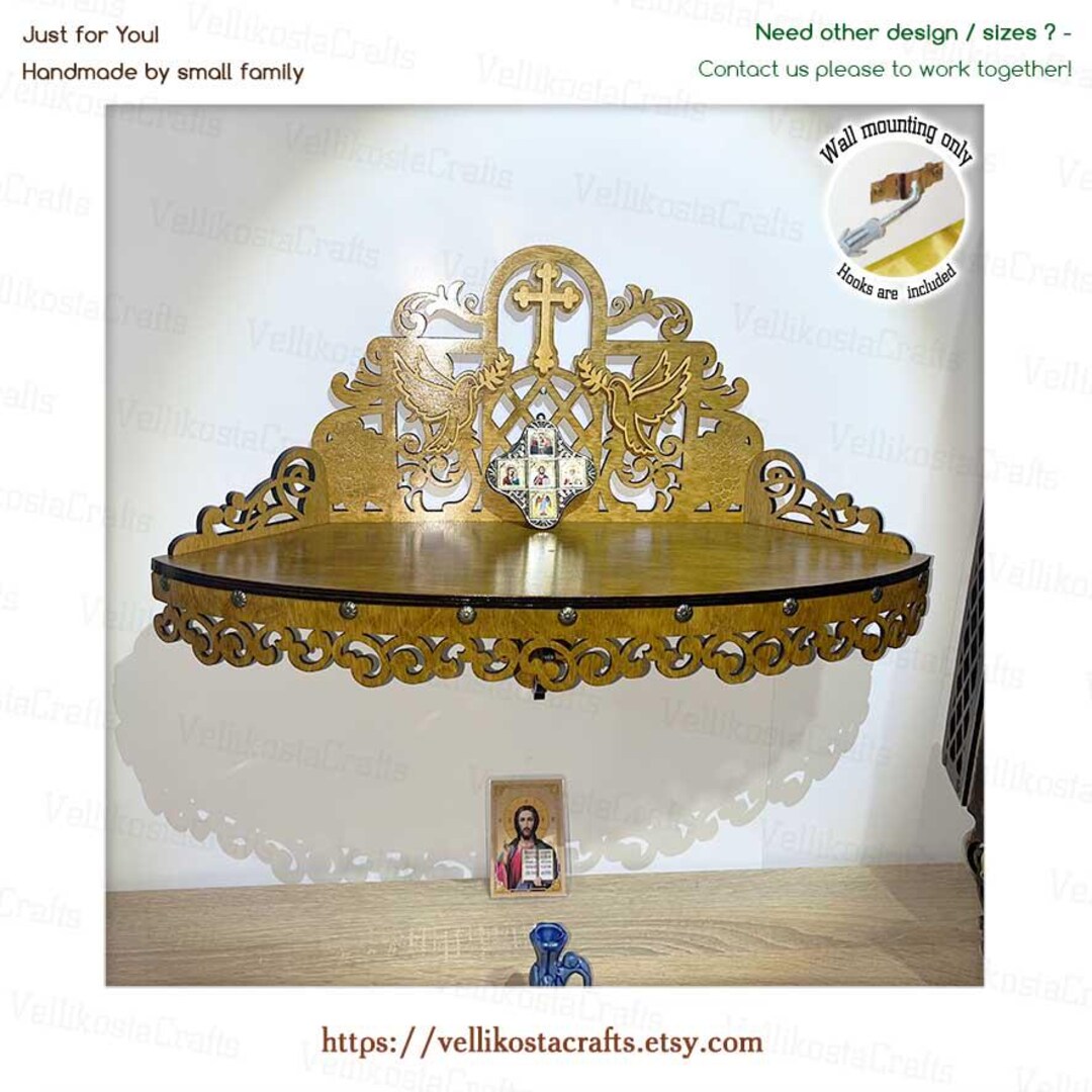 Prayer Shelf for Icons Wall Wooden Shelf Floating Display Wall Home ...