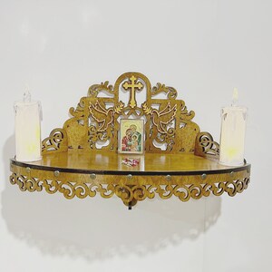 Wall Shelf Display Walnut Wood Icons Display Wooden Christian Altar ...