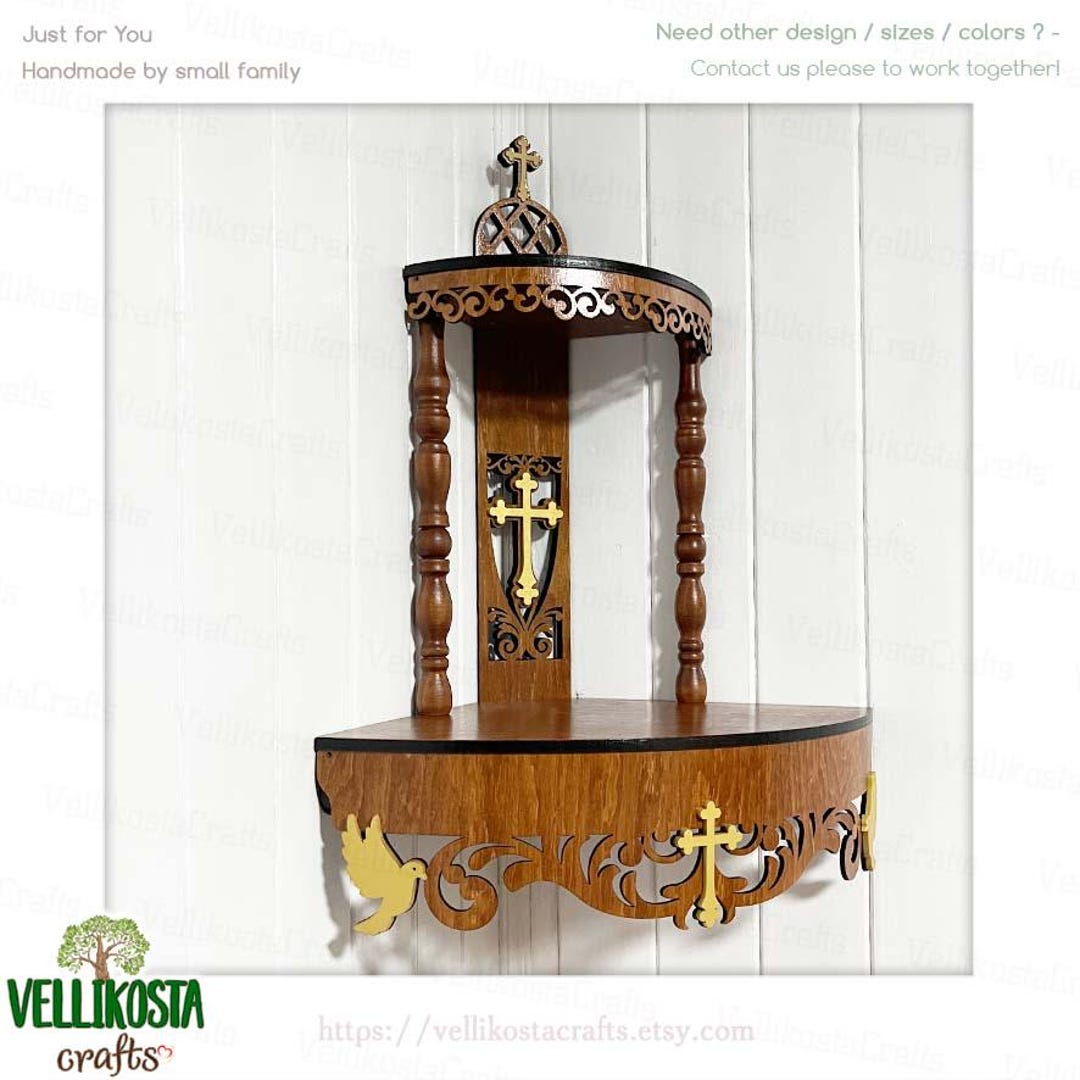 Corner Altar Wood Shelf Display, Christian Catholic Orthodox Home ...