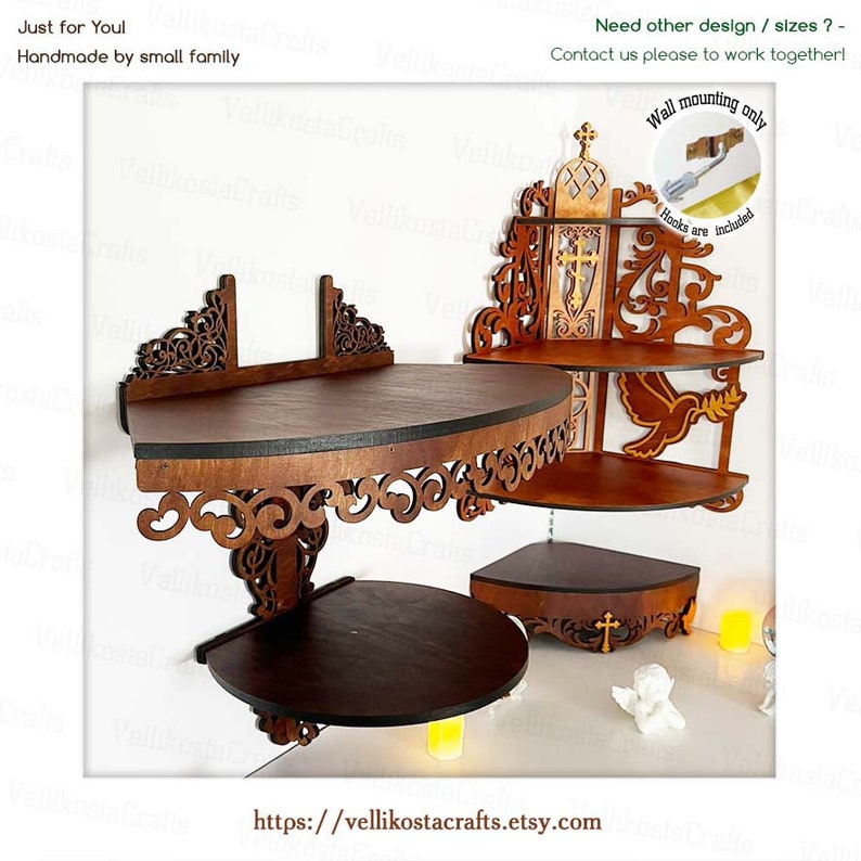 Wall Shelf Altar Display Icons Wooden Walnut Display Christian Altar ...