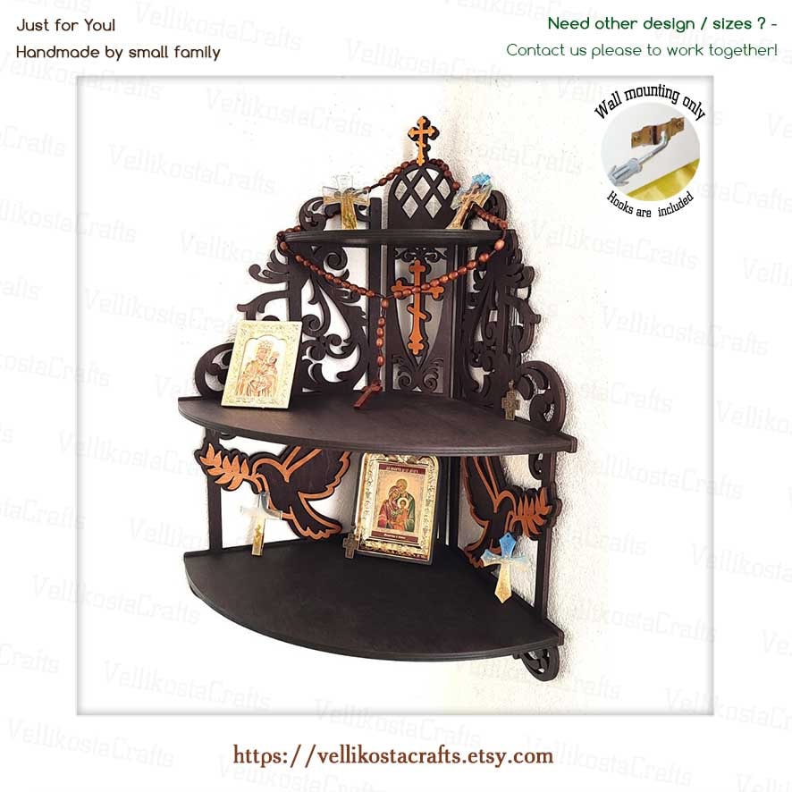 Wood Corner Altar Shelf Christian Catholic Orthodox Home Prayer Corner ...