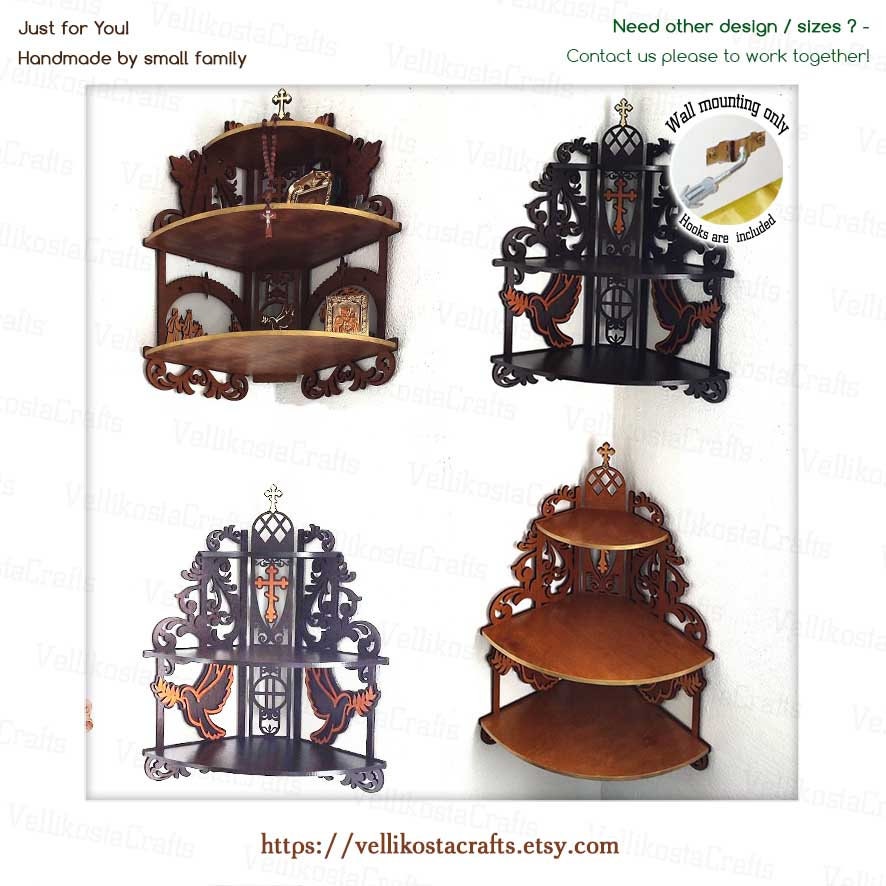 Wood Corner Altar Shelf Christian Catholic Orthodox Home Prayer Corner ...