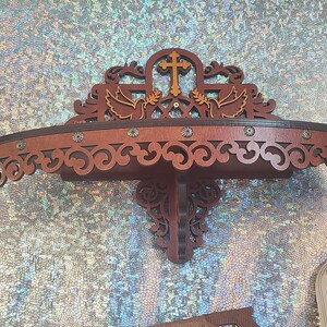 Wooden Walnut Display Wall Shelf Display Icons Christian Altar Wood ...
