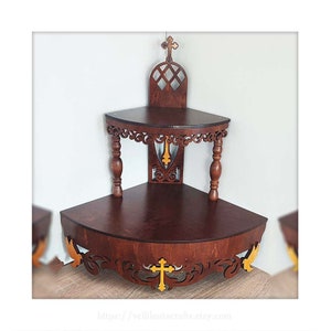 Wooden Corner Altar Corner Shelf Display Altar Christian Catholic ...