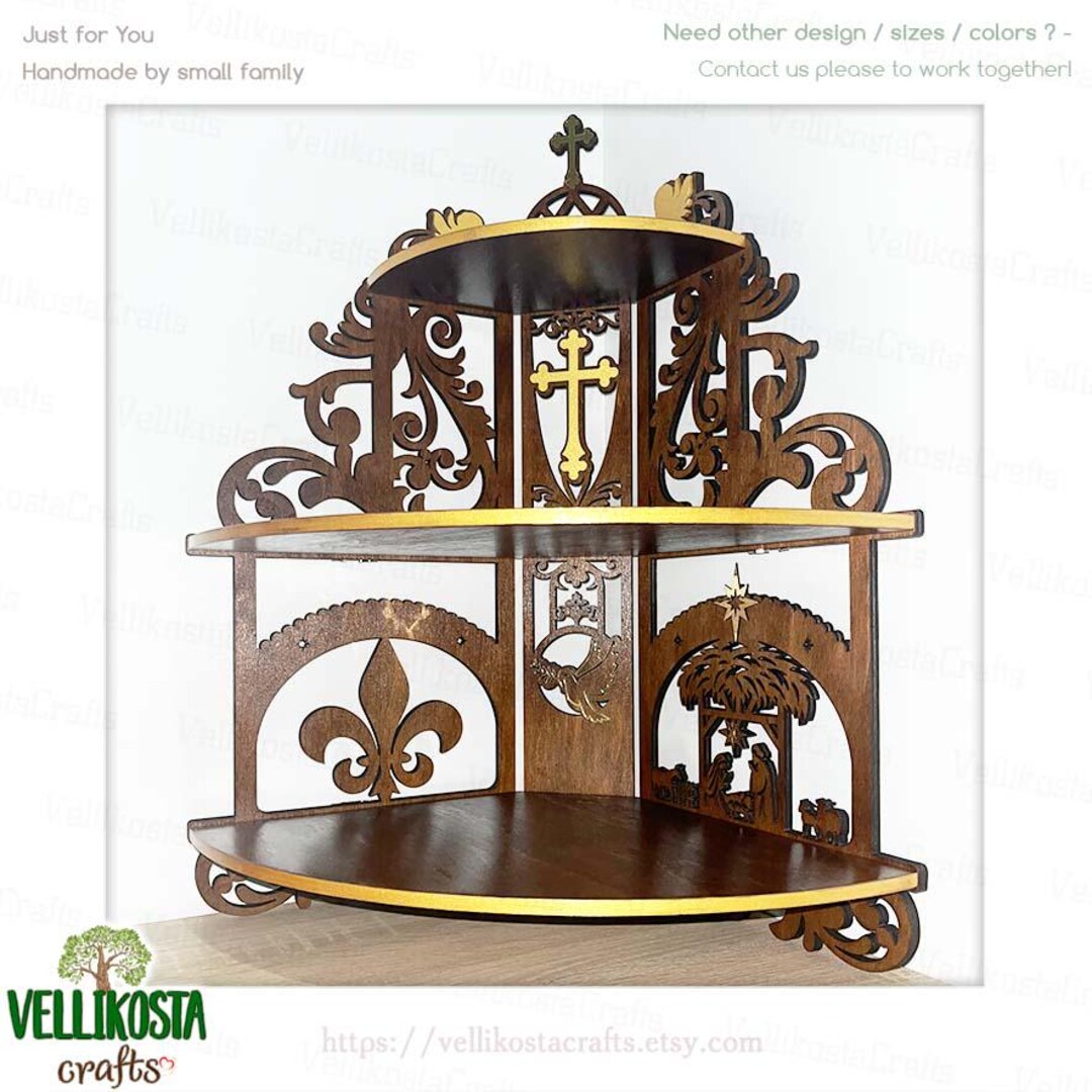 Corner Shelf Altar Custom Wood Display Christian Catholic Orthodox Home ...