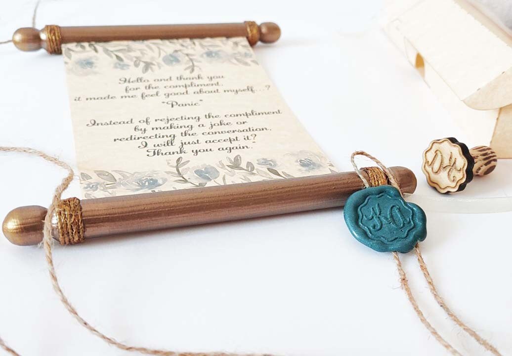 Custom Paper Scroll Royal Love Letter Rolled Wooden Rods Wedding Vows ...
