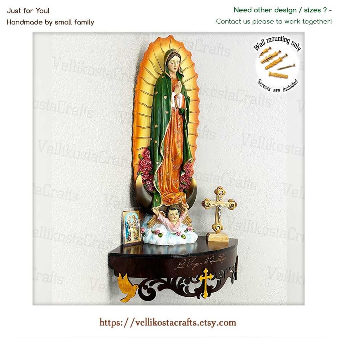 Corner Shelf Statue Display Virgin Mary Virgen Lady Mother of God Jesus ...