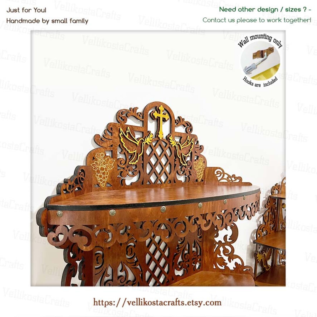 Wooden Walnut Display Wall Display Icons Shelf Christian Altar Wood ...