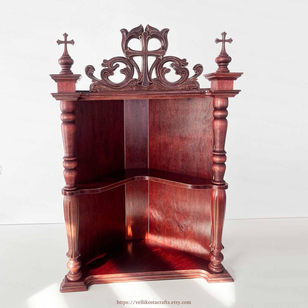 Wooden Carved Altar: Christian Orthodox Icon Display Handmade 3 Tier ...