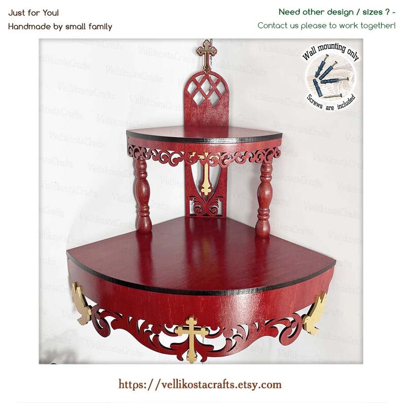 Wooden Corner Shelf, Corner Altar Wood Display Christian Catholic ...