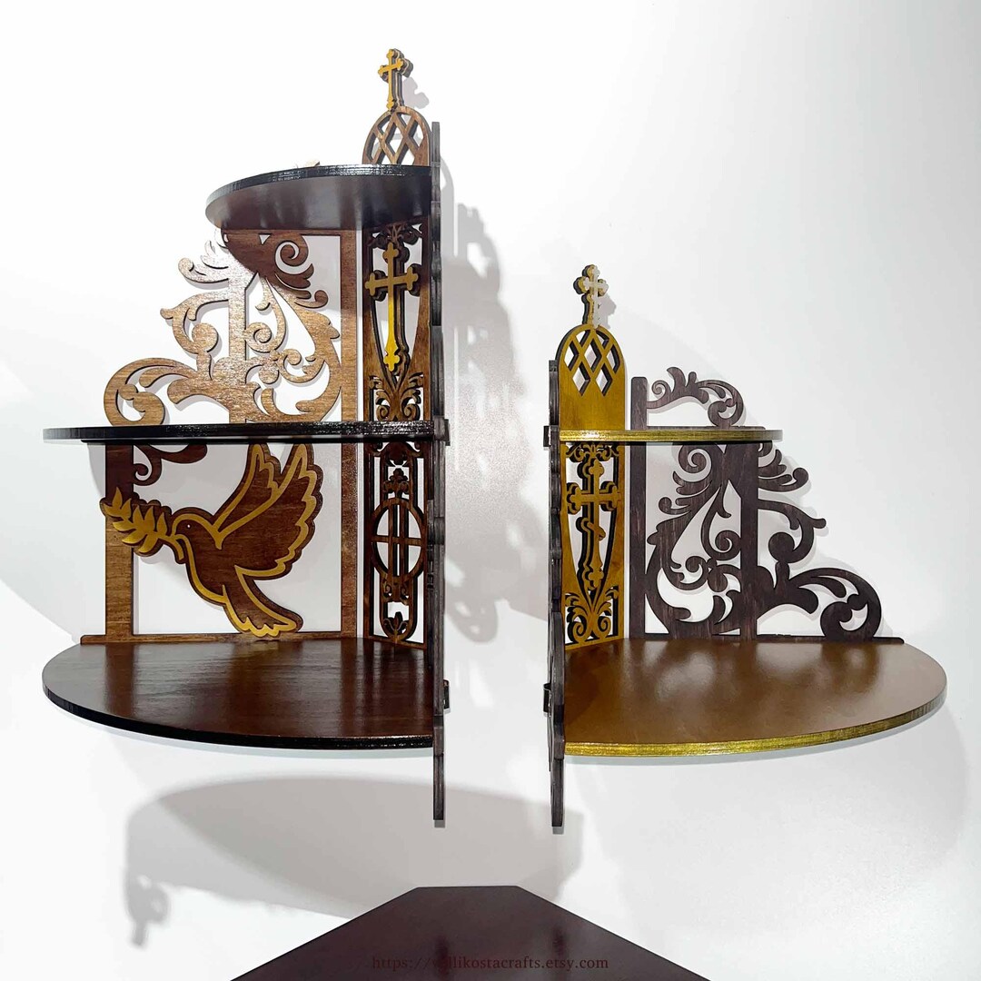 Wooden Corner Altar Shelf: Christian Catholic Orthodox Home Prayer ...
