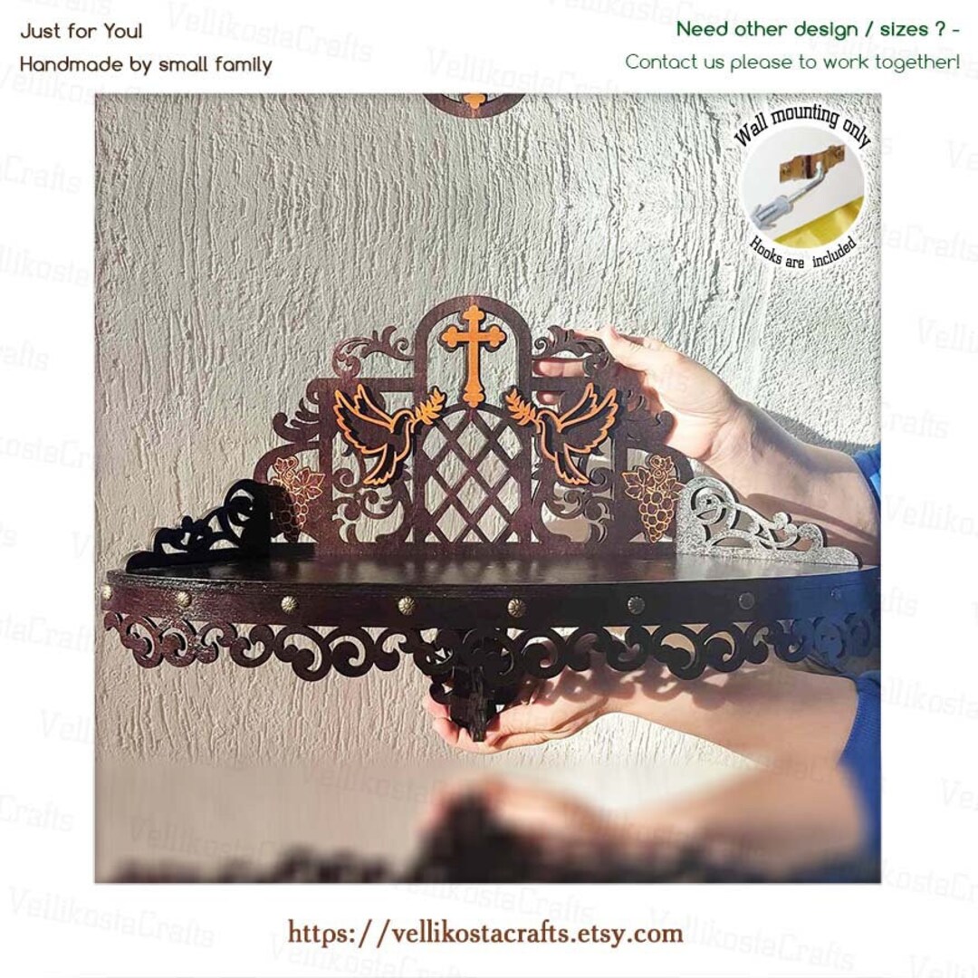 Wall Shelf Icons Display | Walnut Wooden Christian Altar Wood Catholic ...
