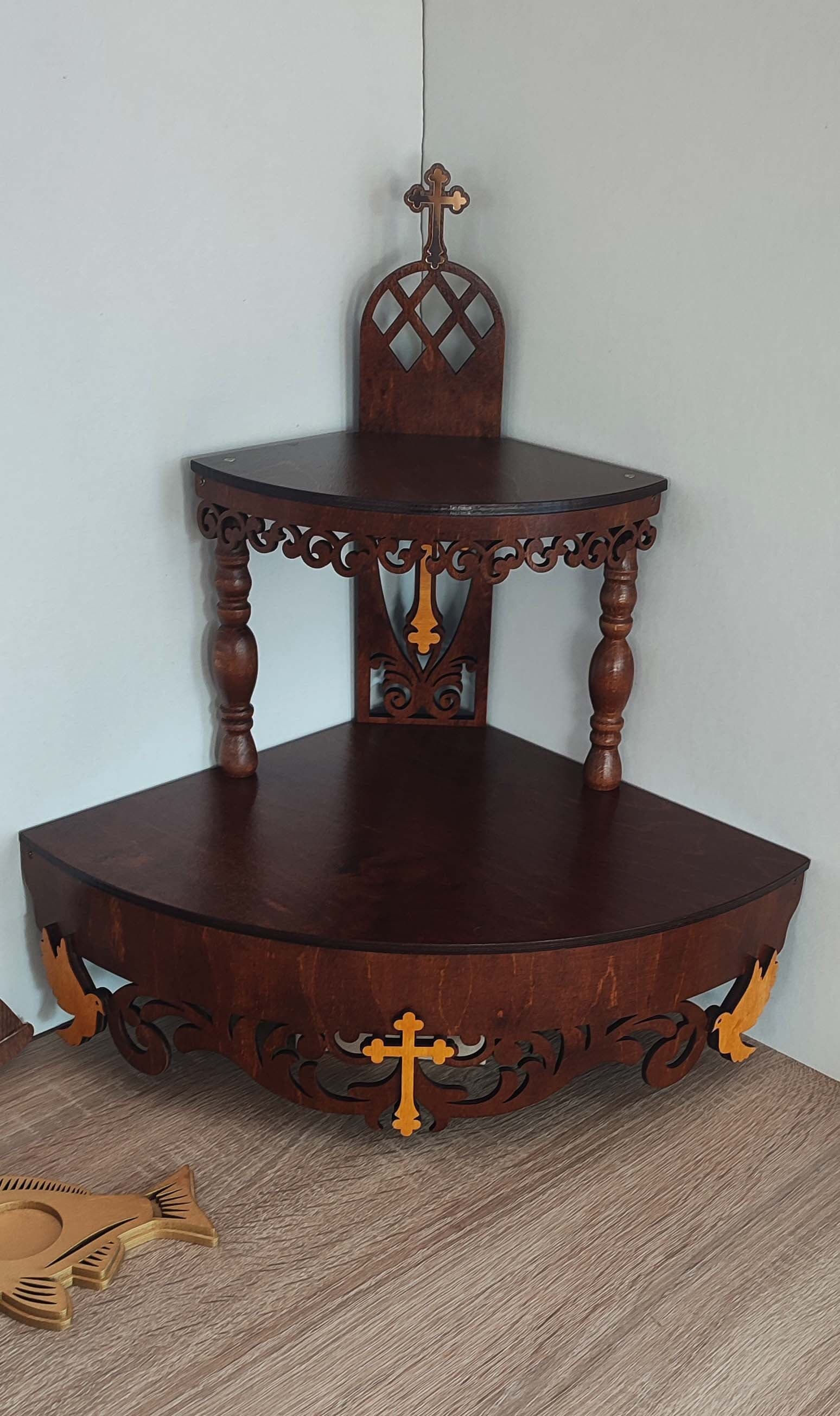 Wooden Corner Altar Corner Shelf Display Altar Christian Catholic ...