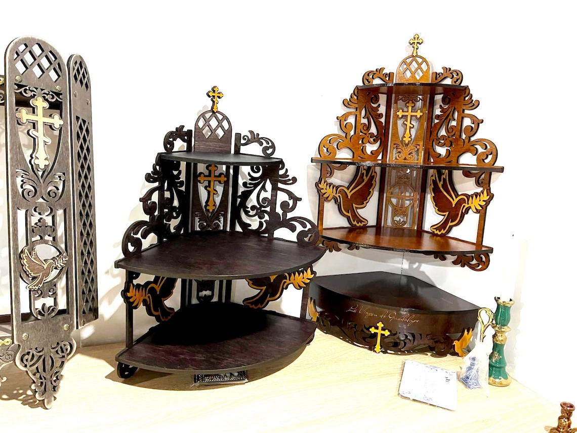 Corner Shelf Statue Display Jesus Christ God Lord Virgin Mary Angels ...