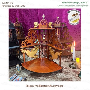 Wooden Altar LED Lights Corner Shelf Display Christian Catholic ...