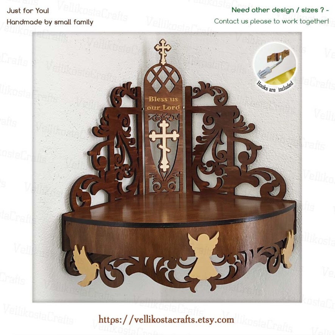 Wooden Shelf Desk Display Corner Altar Shelves Christian Catholic ...