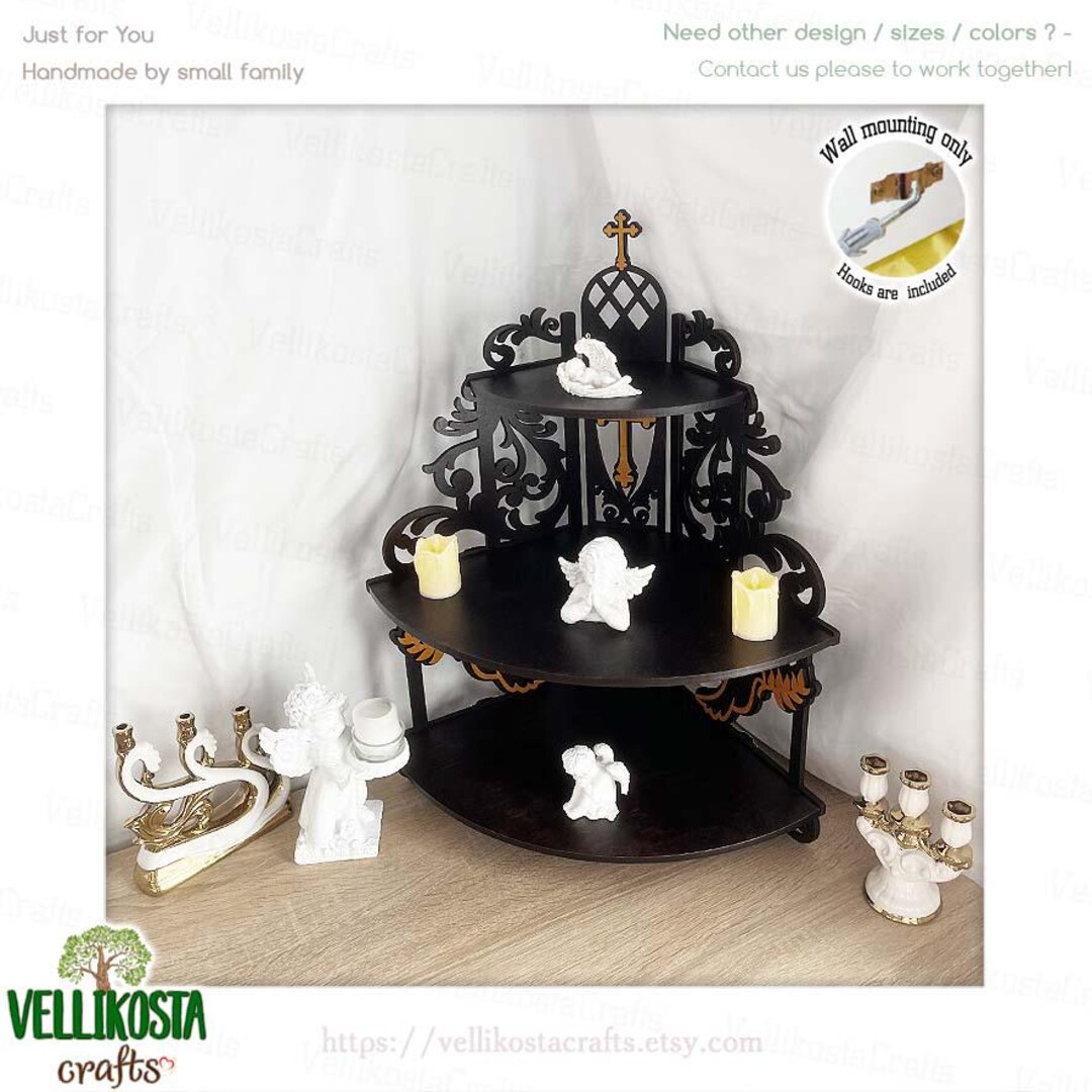 Corner Shelf Wooden Altar Wall Display Christian Iconostasis Catholic ...