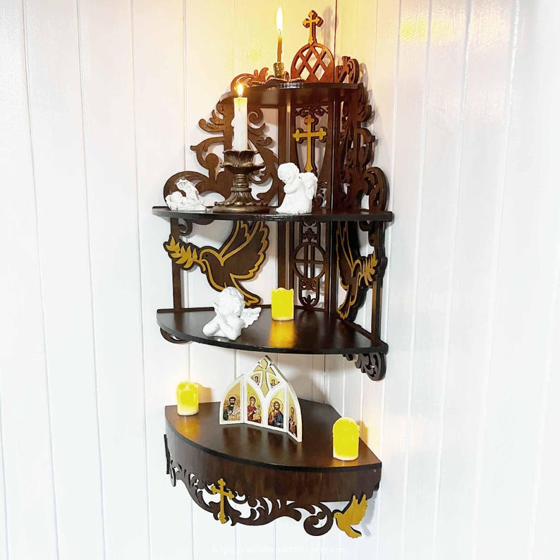 Wooden Corner Altar Shelf: Catholic Orthodox Home Prayer Iconostasis - Etsy