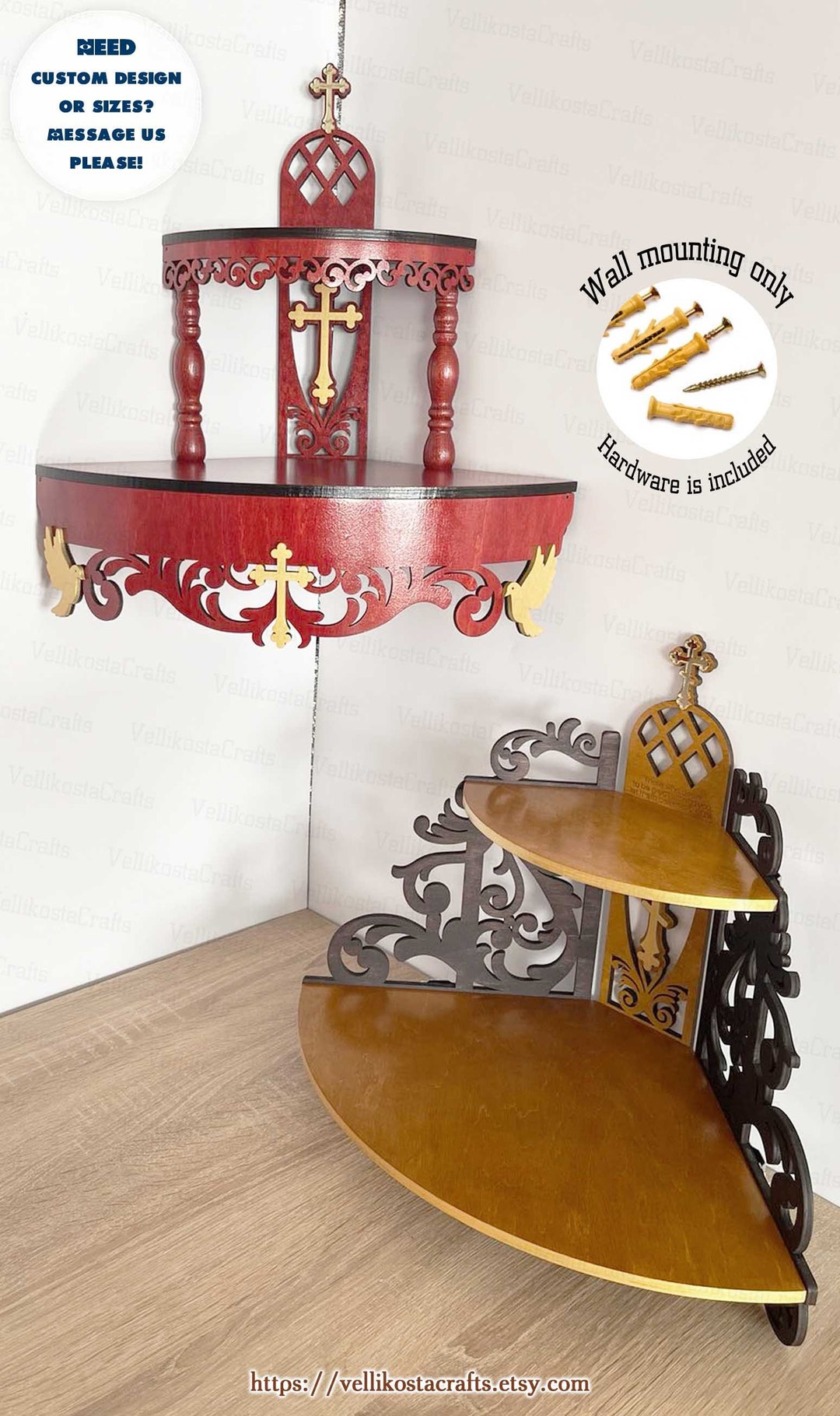 Corner Altar Display Wooden Shelf, Christian Catholic Orthodox Home ...