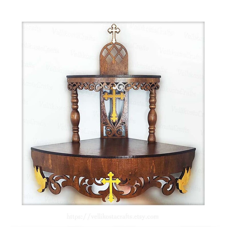 Wooden Corner Shelf, Corner Altar Wood Display Christian Catholic ...