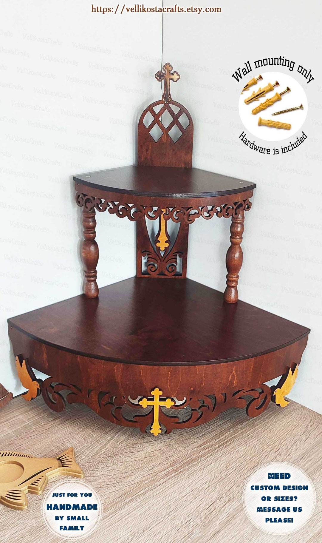 Wooden Corner Altar Corner Shelf Display Altar Christian Catholic ...