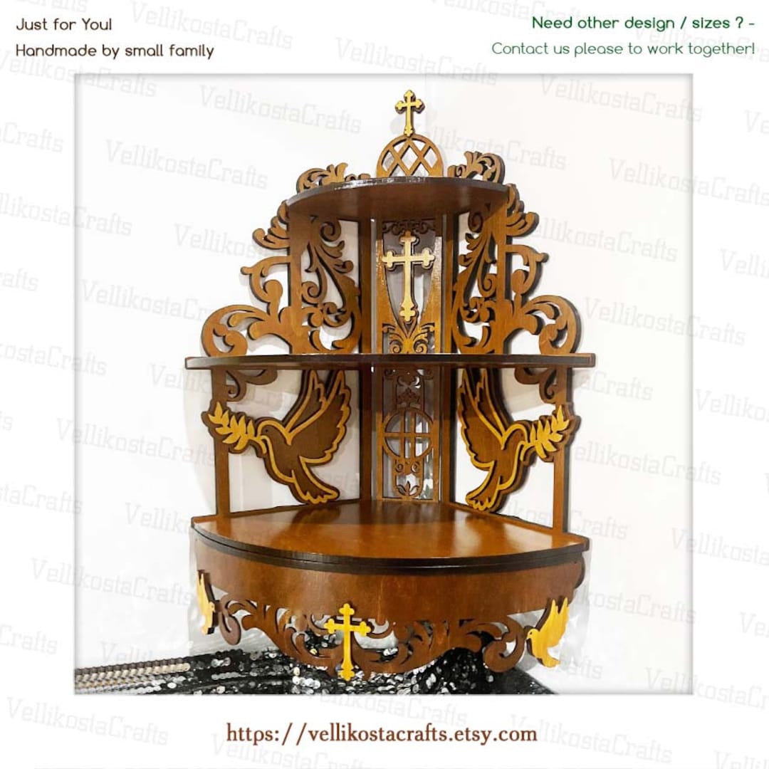Wood Corner Altar Shelf Christian Catholic Orthodox Home Prayer Corner ...