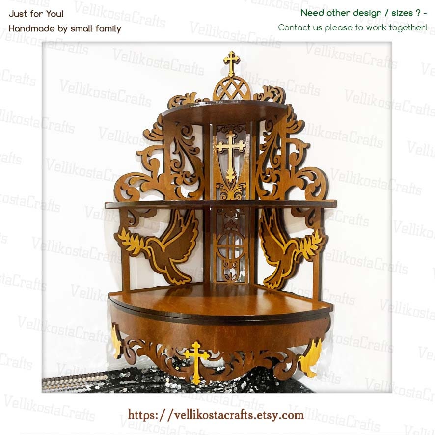 Wood Corner Altar Shelf Christian Catholic Orthodox Home Prayer Corner ...
