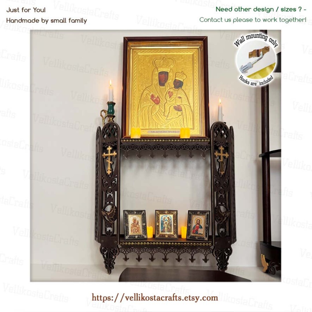 Iconostasis Shelves Float Display Wood Wall Altar 2 Shelves Display ...