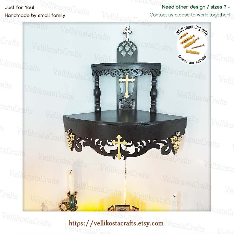 Wooden Corner Shelf, Corner Altar Wood Display Christian Catholic ...