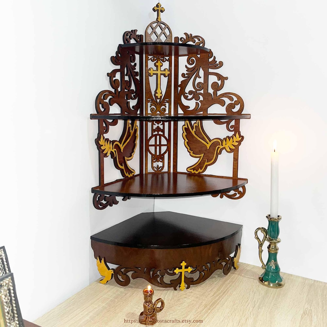 Wooden Corner Altar Shelf: Catholic Orthodox Home Prayer Iconostasis - Etsy