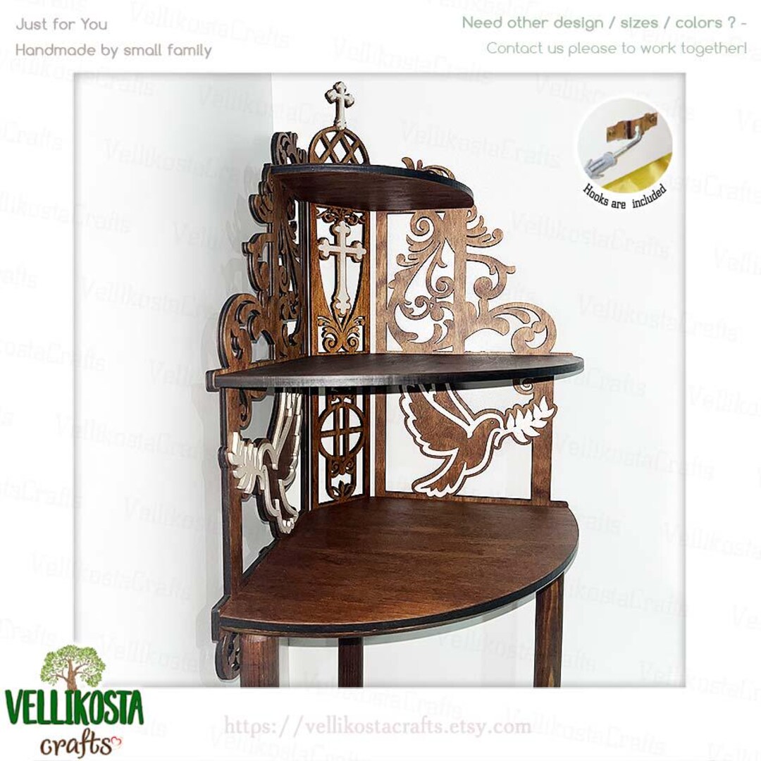 Corner Shelf Floor Altar Rack Wooden Display Christian Catholic ...