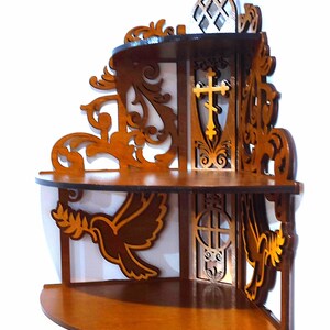 Wood Corner Shelf Altar Wooden Display Christian Catholic Orthodox Home ...