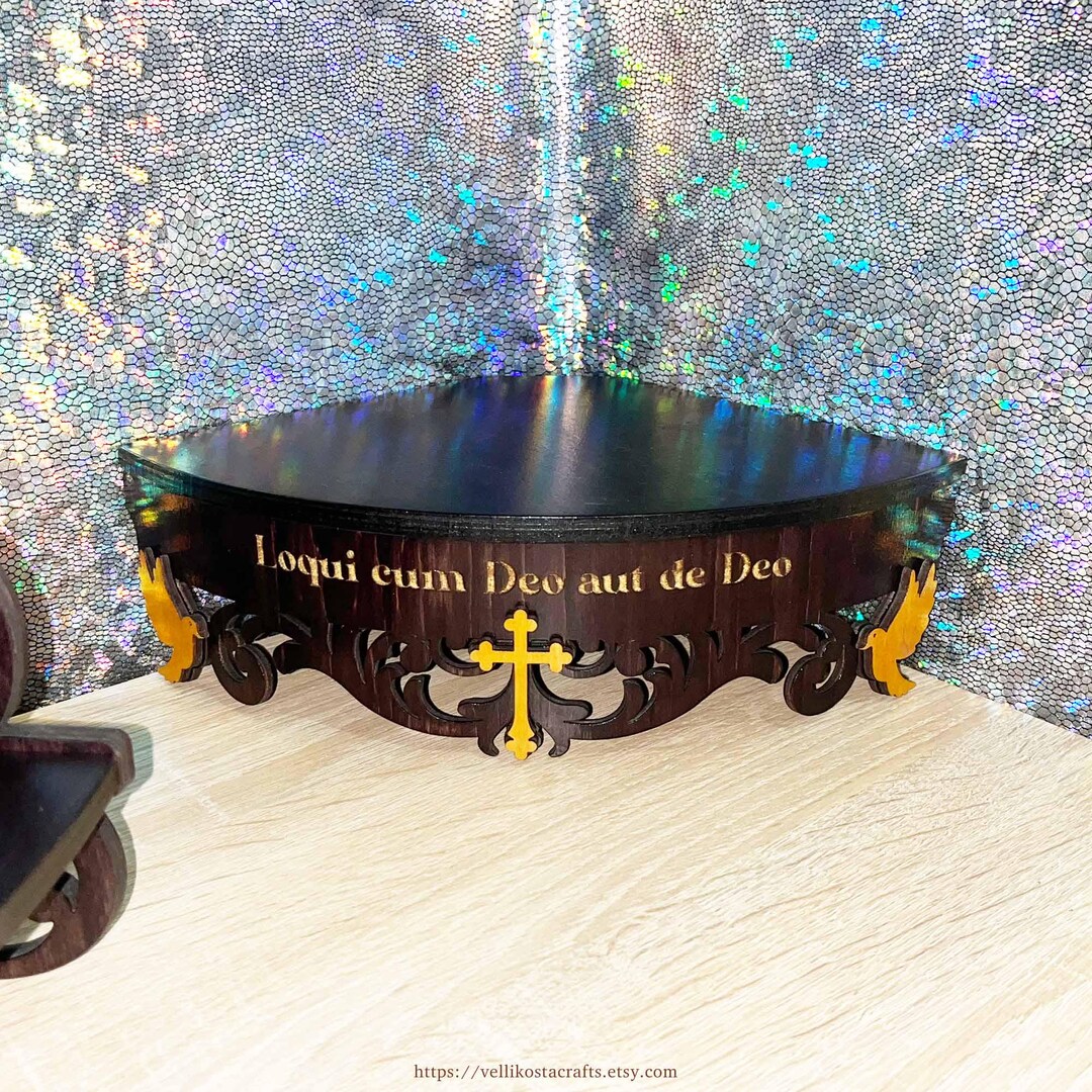 Corner Floating Altar Shelf: Christian Iconostasis With Cross & Custom ...