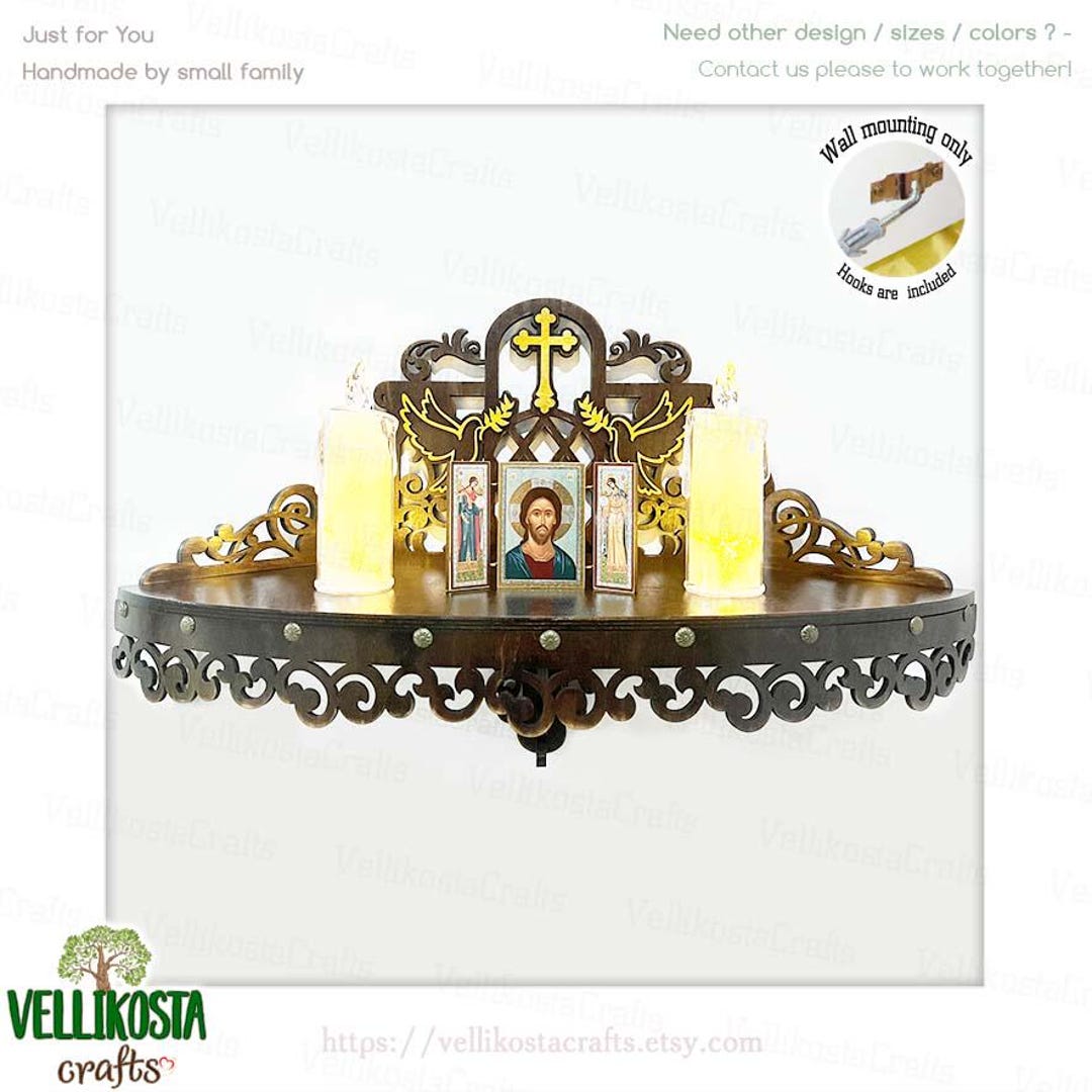 Wall Shelf Float Display Icons Wooden Christian Altar Wood Catholic ...