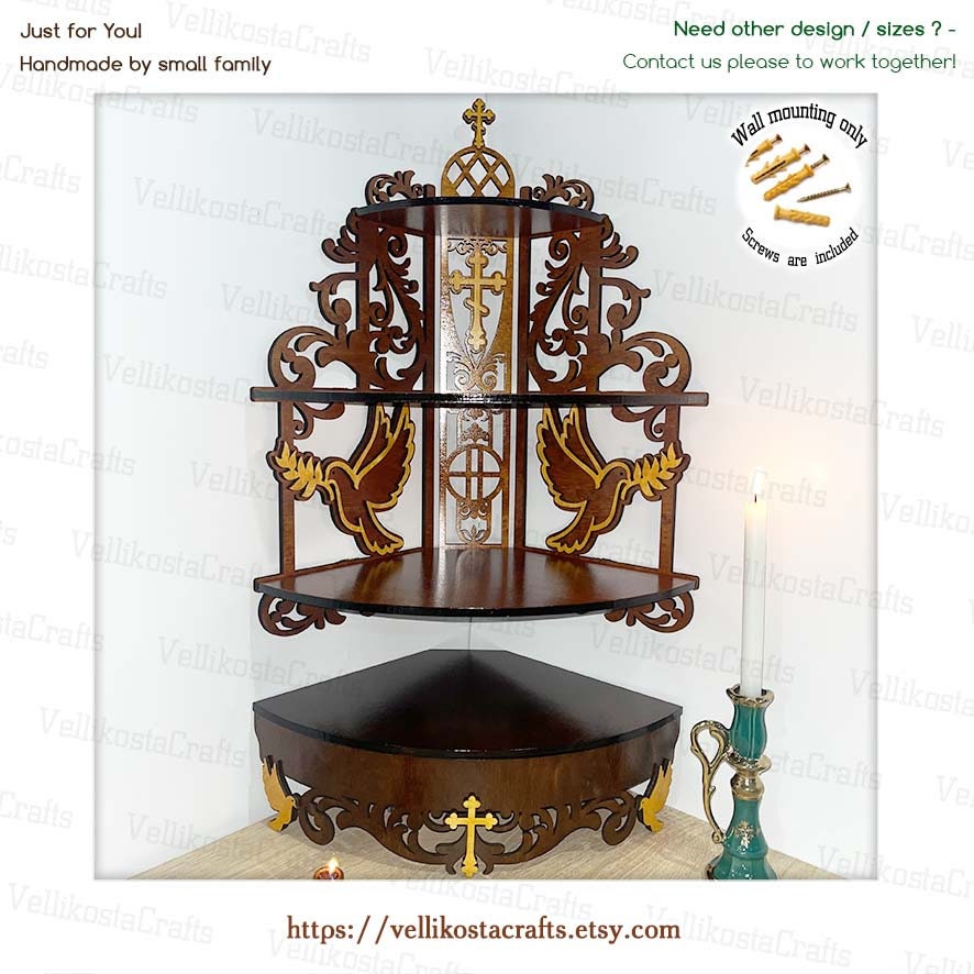 Wood Corner Altar Shelf Christian Catholic Orthodox Home Prayer Corner ...
