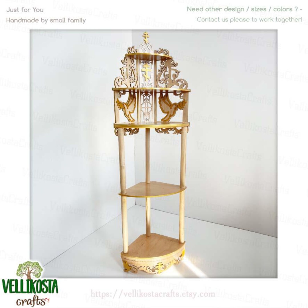 Corner Shelf Rack Floor Altar Wooden Display Christian Catholic ...