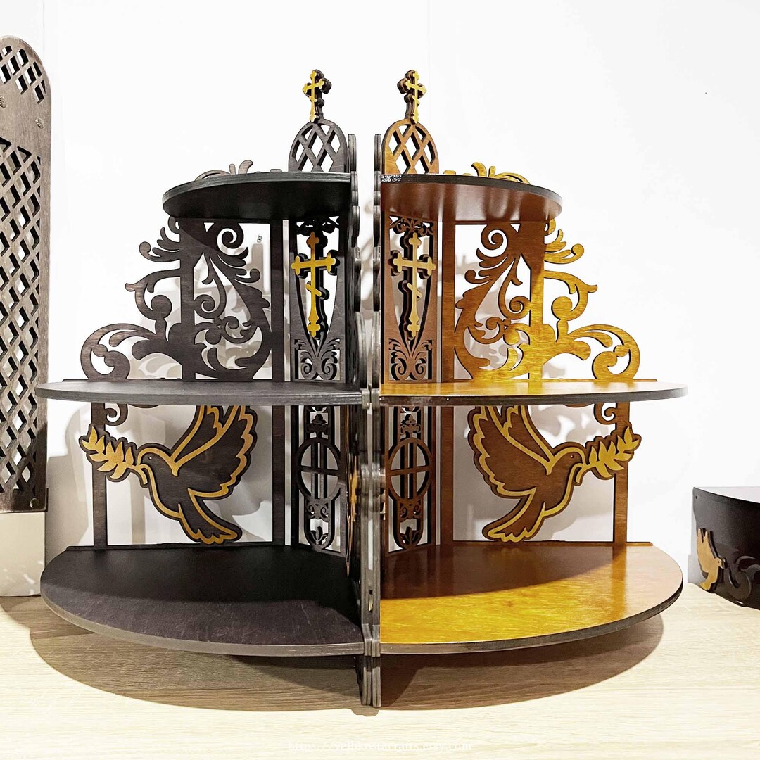 Wooden Corner Altar Shelf: Christian Orthodox Icon Display - Etsy