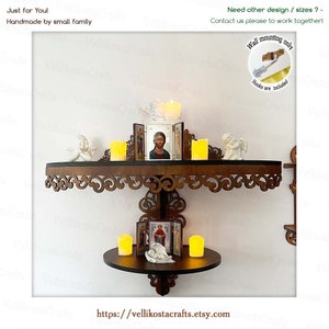 Wall Shelf Altar Display Icons Wooden Walnut Display Christian Altar ...